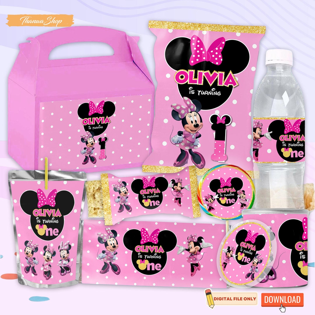 Cute Printable Personalized Minnie Mouse Birthday Party Supplies Gift ...