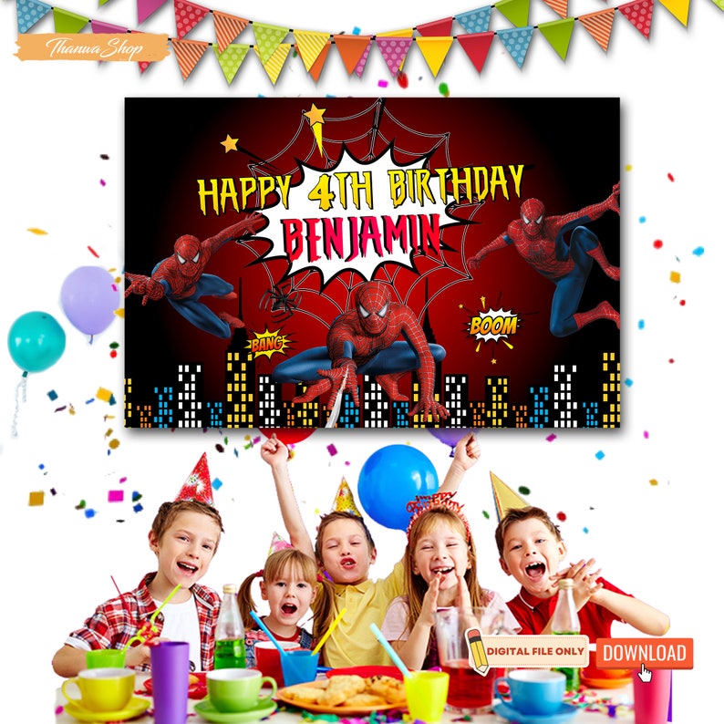 Spiderman Backdrop Personalized Spiderman Banner Spiderman - Etsy