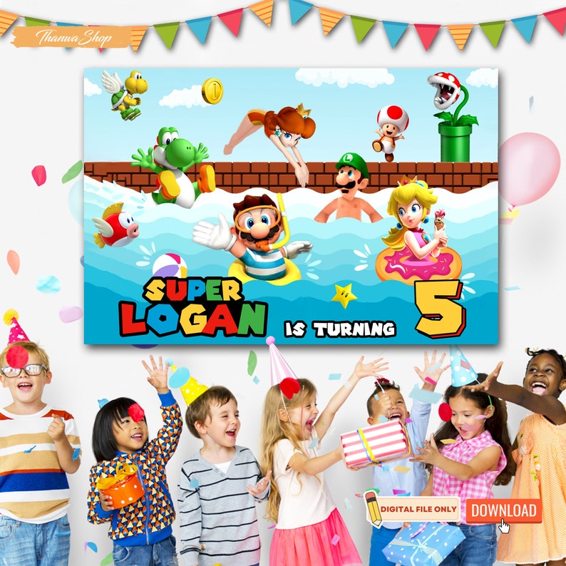 Mario Party Supplies Super Mario Birthday Backdrop Super - Etsy