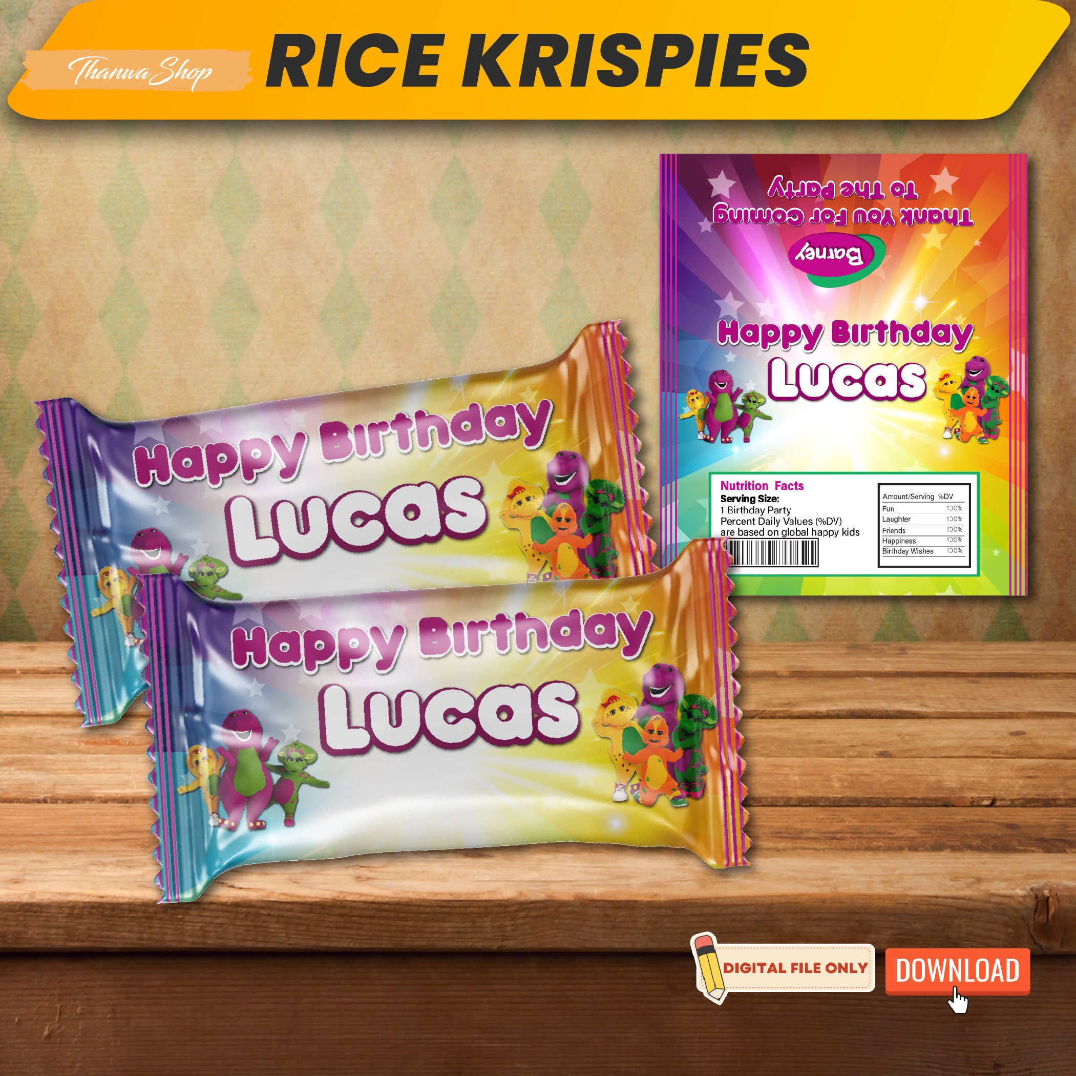 Printable Personalized Barney Party Supplies Bundlecustom - Etsy