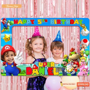 Printable Personalized Super Mario Photo Booth Frame Birthday for Kids ...