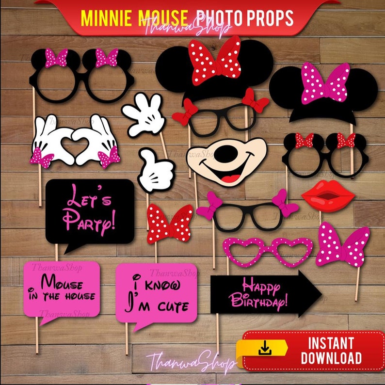 Minnie Mouse Props Mickey Mouse Birthday Decor Photobooth - Etsy Australia