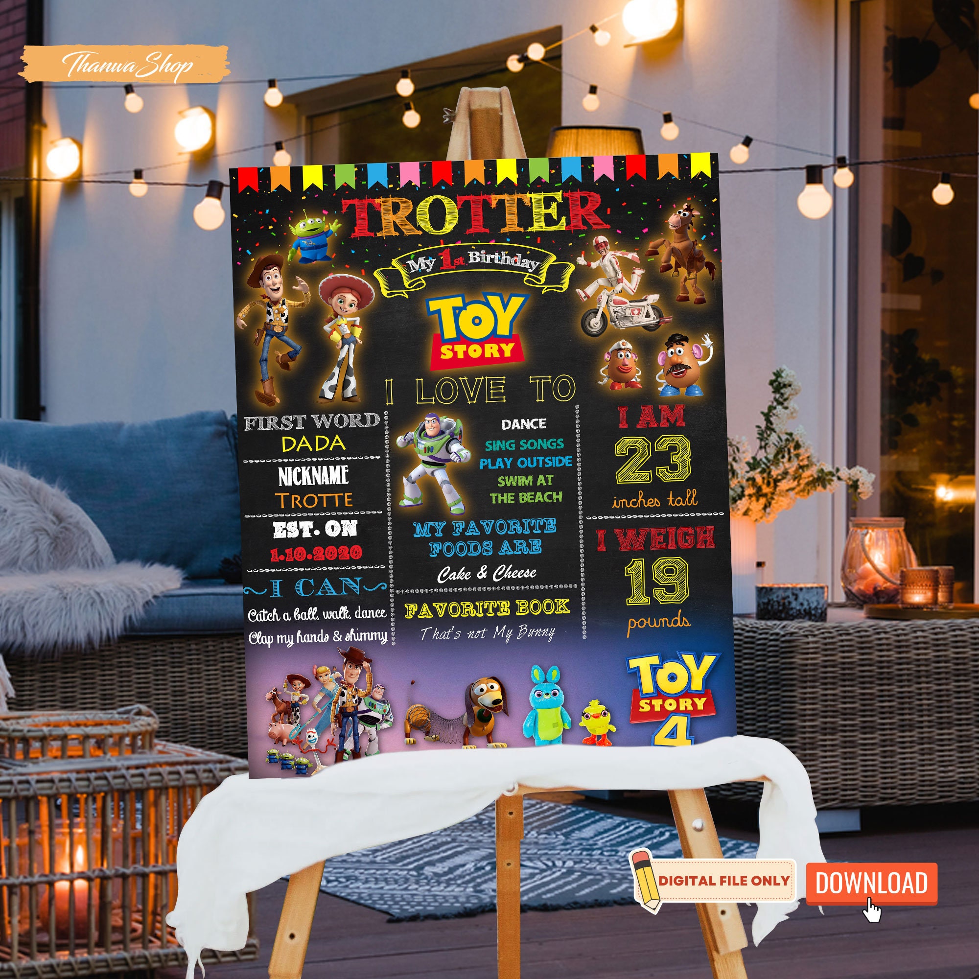 Toy Story Chalkboard Postertoy Story Birthday Poster - Etsy