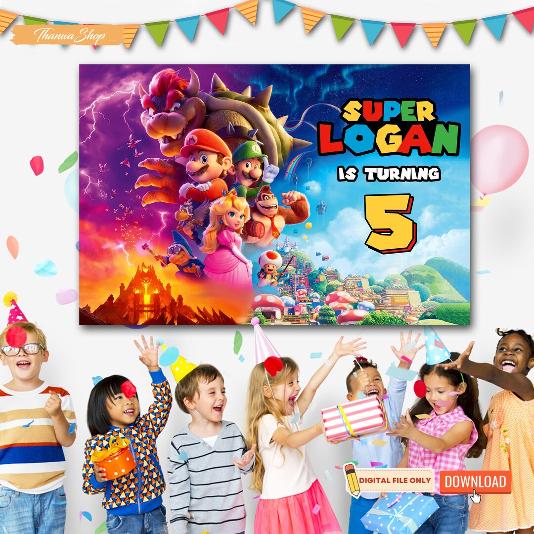 Super Mario Backdrop Banner,mario Birthday Banner, Printable Mario ...