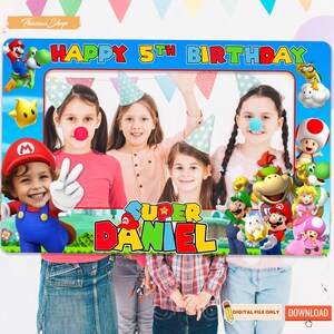 Printable Personalized Super Mario Photo Booth Frame Birthday for Kids ...