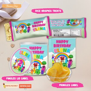 Printable Pink Numberblocks Birthday Party Favor Supplies Bundle Kids ...