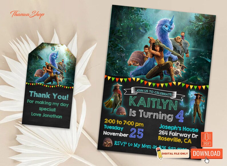 Raya and the Last Dragon Dragon Birthday Invitation Template - Etsy