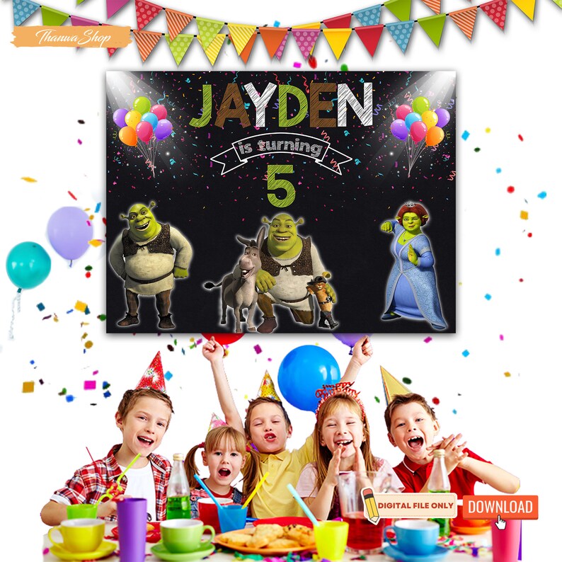 Shrek Birthday Backdrop Shrek Decoration Birthday Party for - Etsy