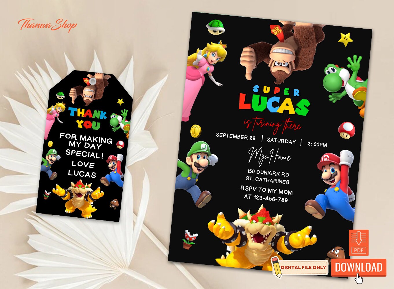 Mario Birthday Invitations Super Mario Birthday Invitation - Etsy