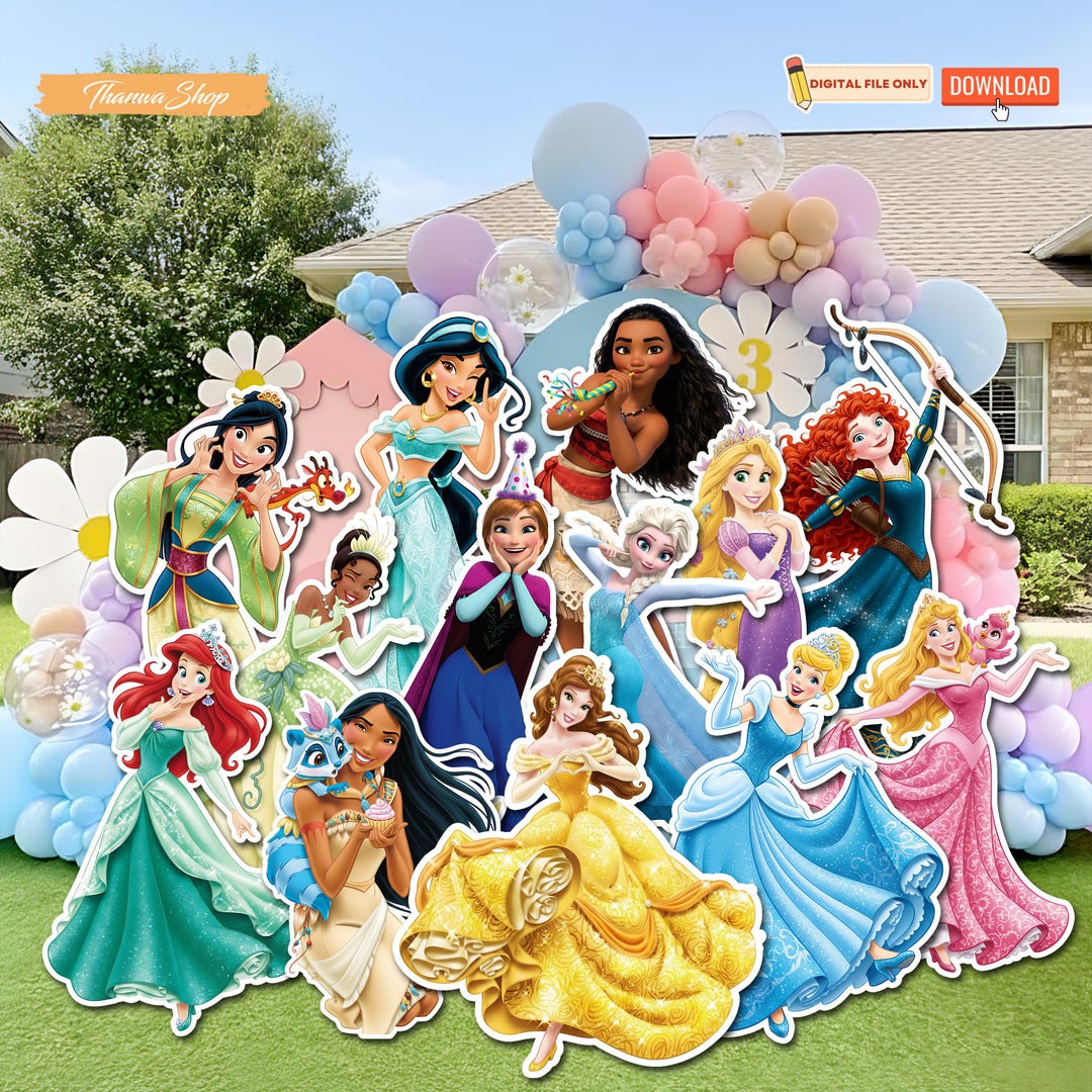 Princess Birthday Cut Out: Disney Princesses Party Decor (digital File ...