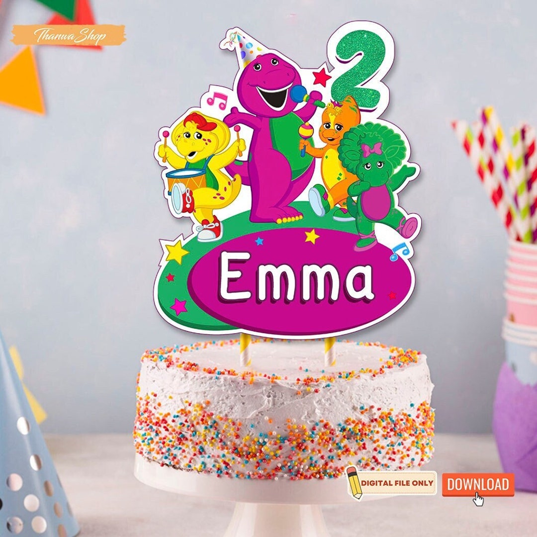 Printable Barney Cake Topper, Barney Cake Topper, Barney Party Supplies ...