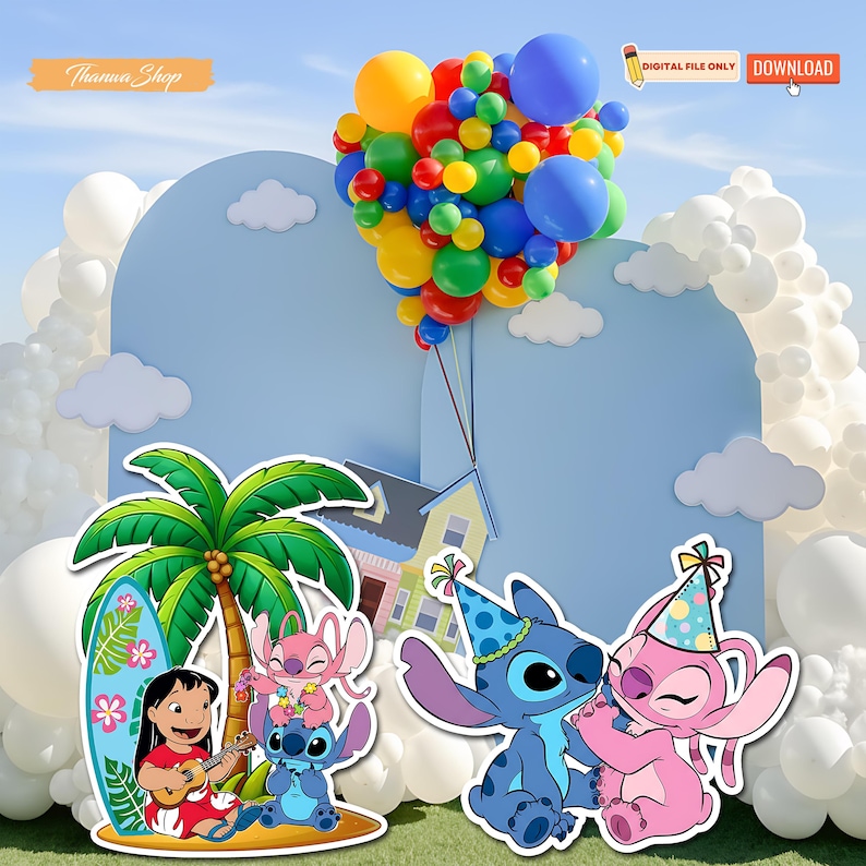 Lilo and Stitch Cut Out Bundle: Printable Party Decorations & Stand-up ...