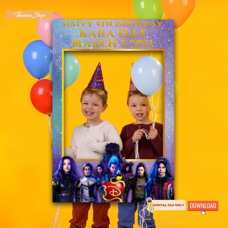 Descendants Birthday Photo Booth Frame: Personalized Party Prop ...