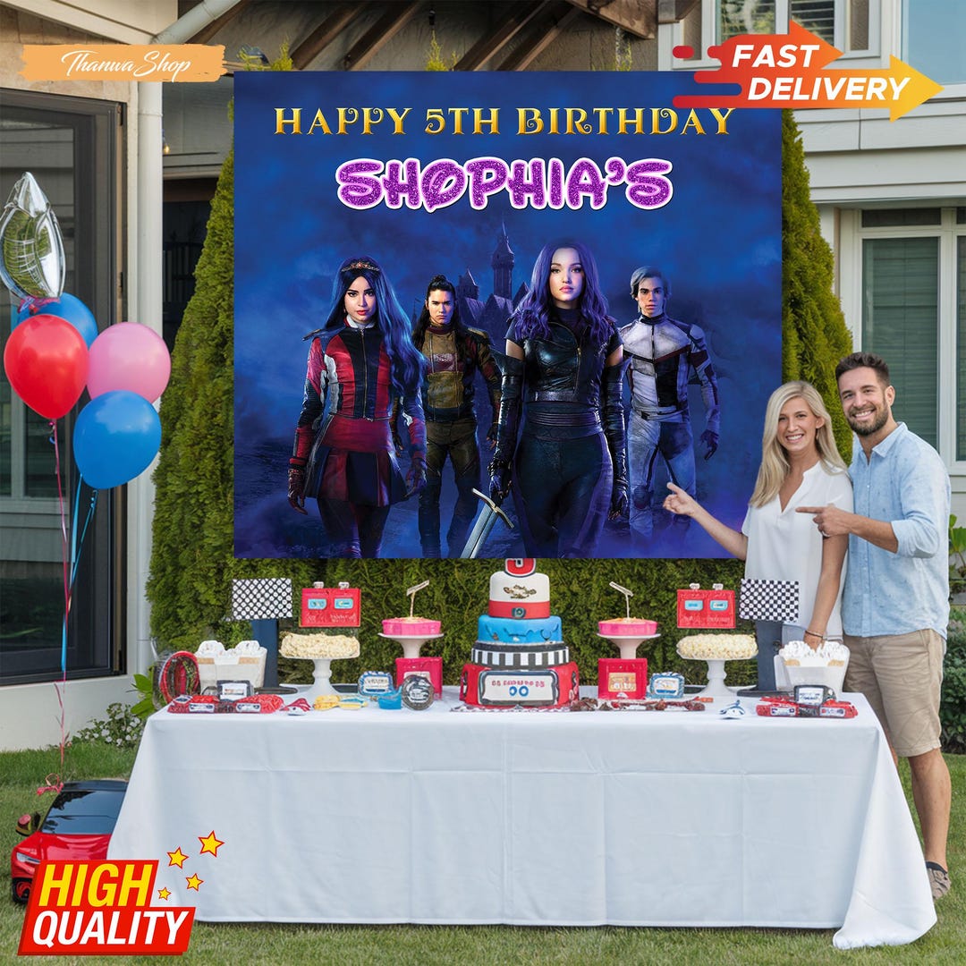 Custom Descendants Birthday Backdrop for Kid, Birthday Girl Backdrops ...