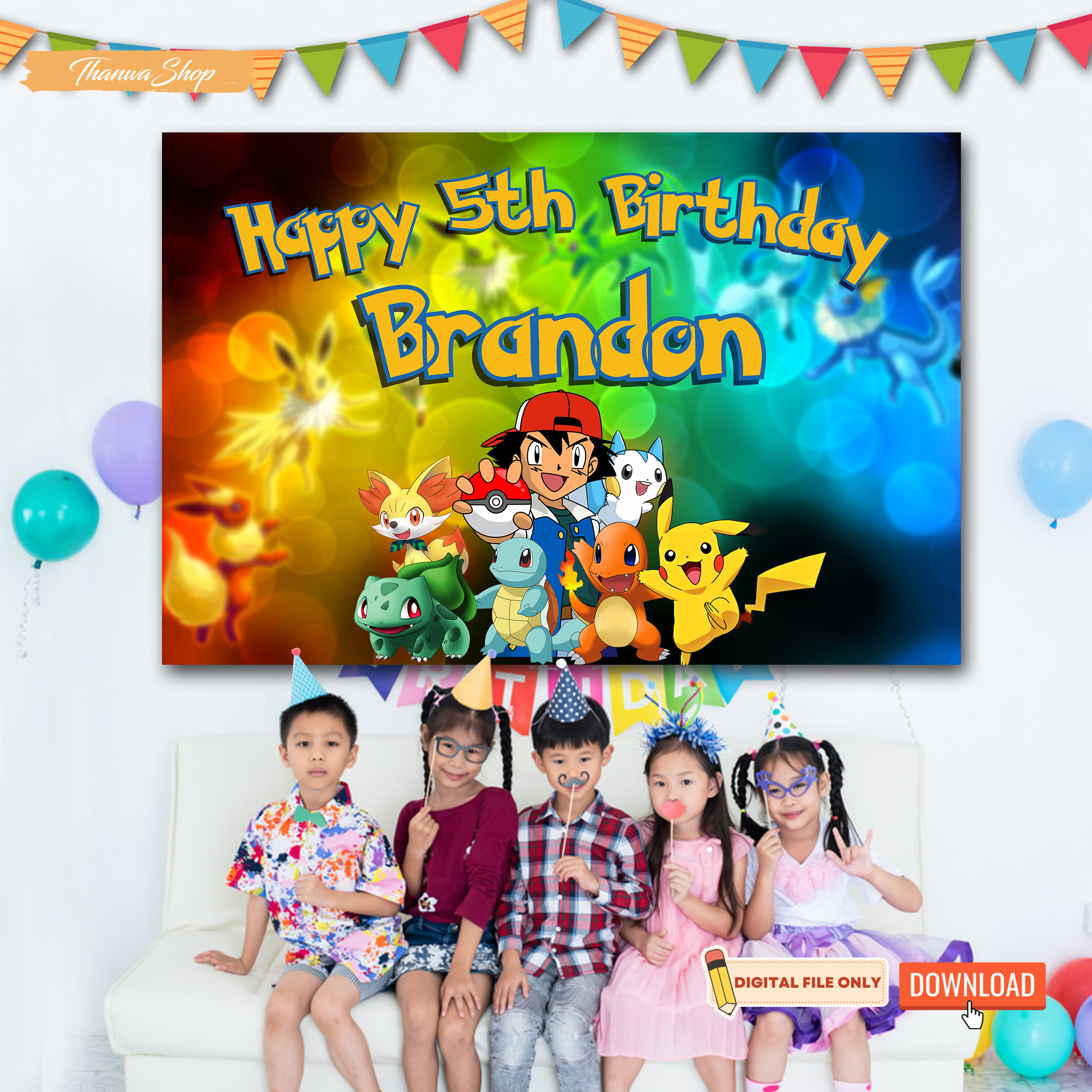 Pokemon Party Printables Personalized Birthday Banners - Etsy