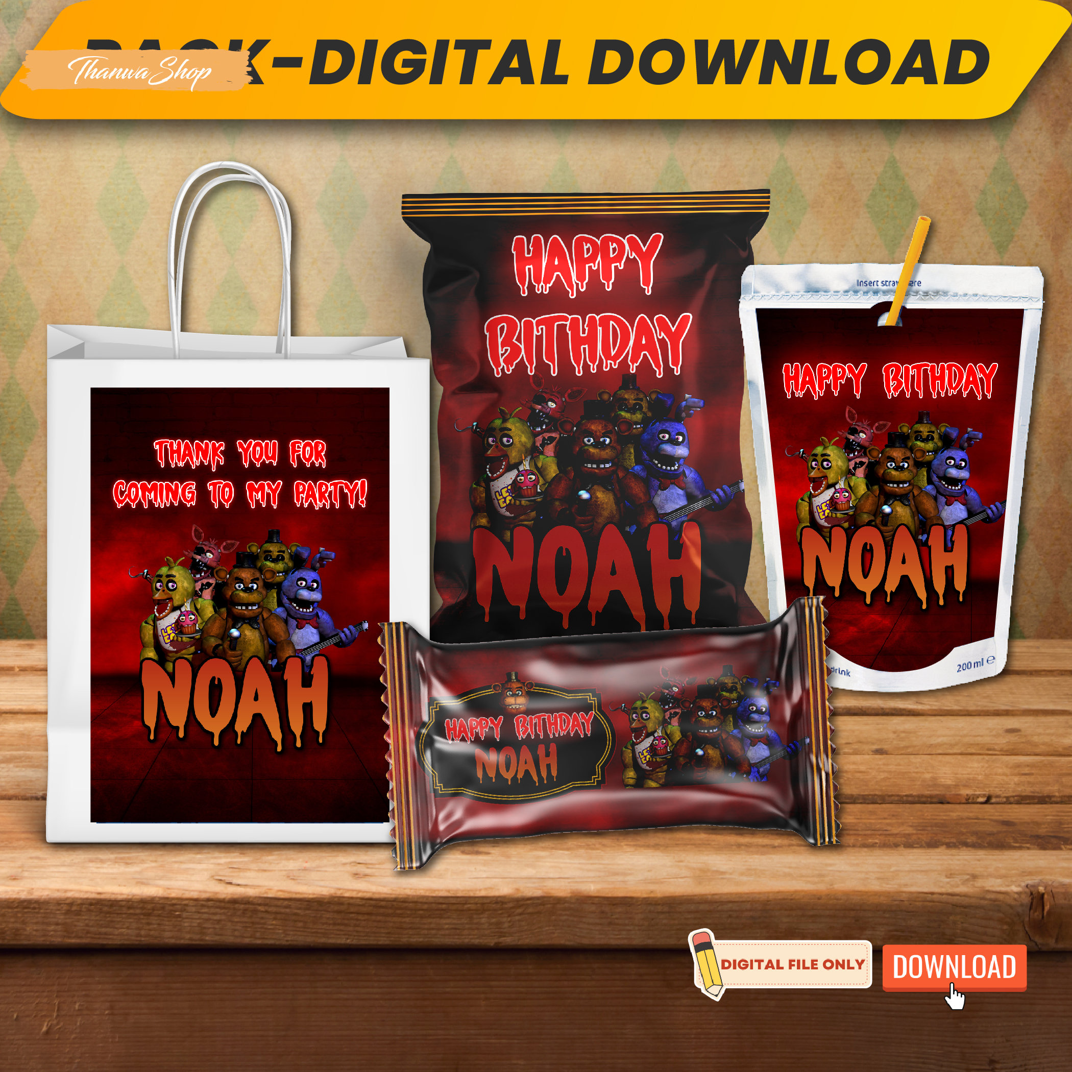 Freddy Birthday Party Bundle, FNAF Favor Labels (digital Download) - Etsy