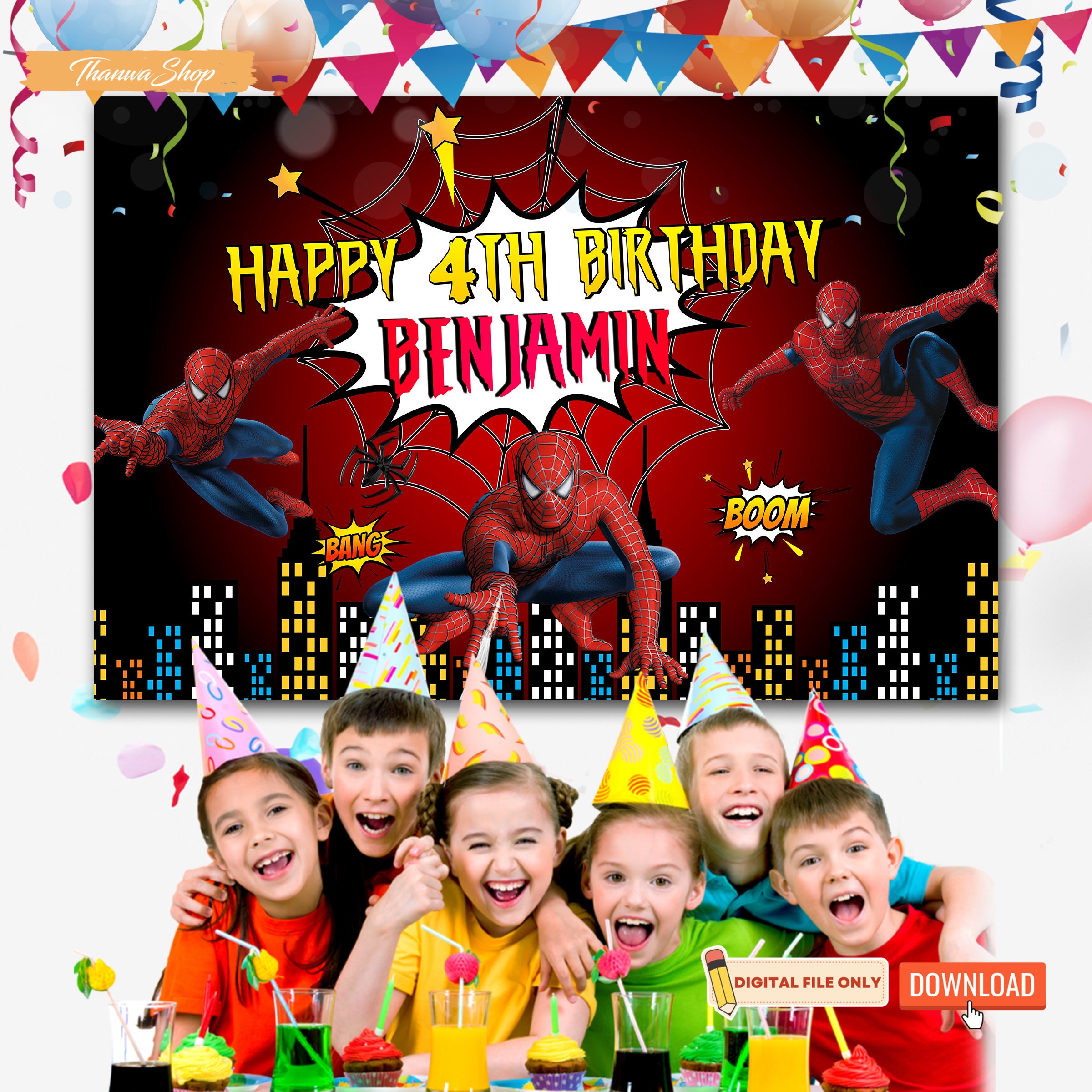 Spiderman Backdrop Personalized Spiderman Banner Spiderman - Etsy