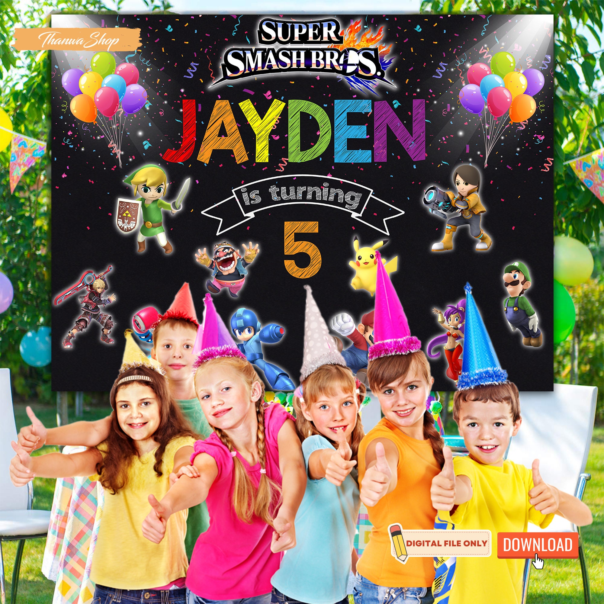 Super Smash Bros Birthday Backdrop Super Smash Bros Poster - Etsy