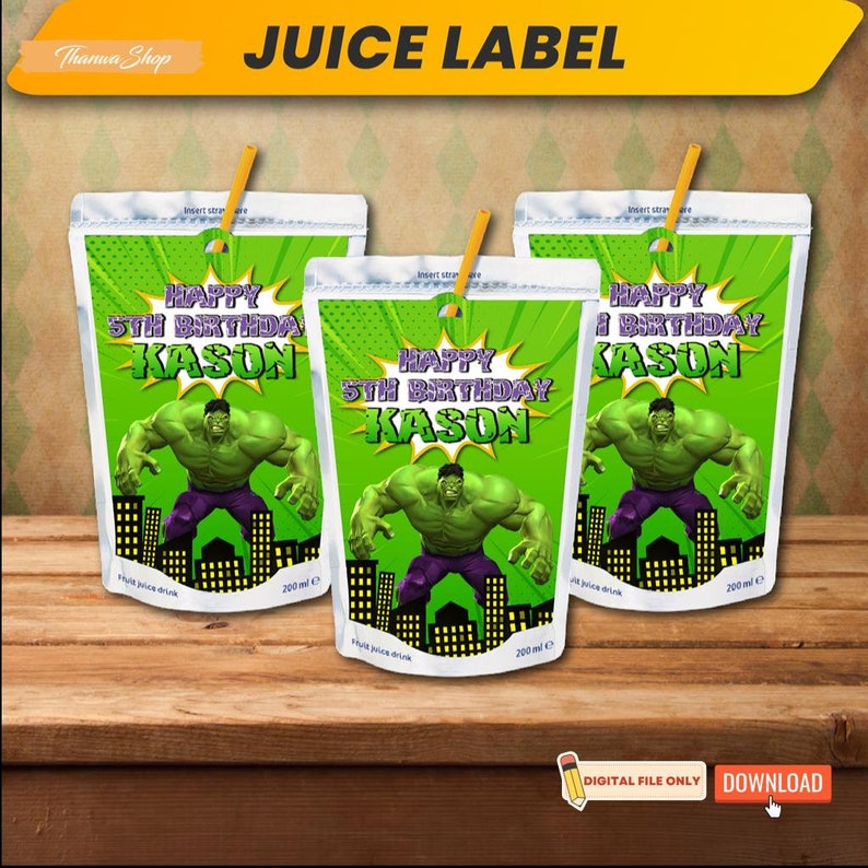 Personalized Hulk Birthday Party Supplies Bundle (digital File Only) - Etsy