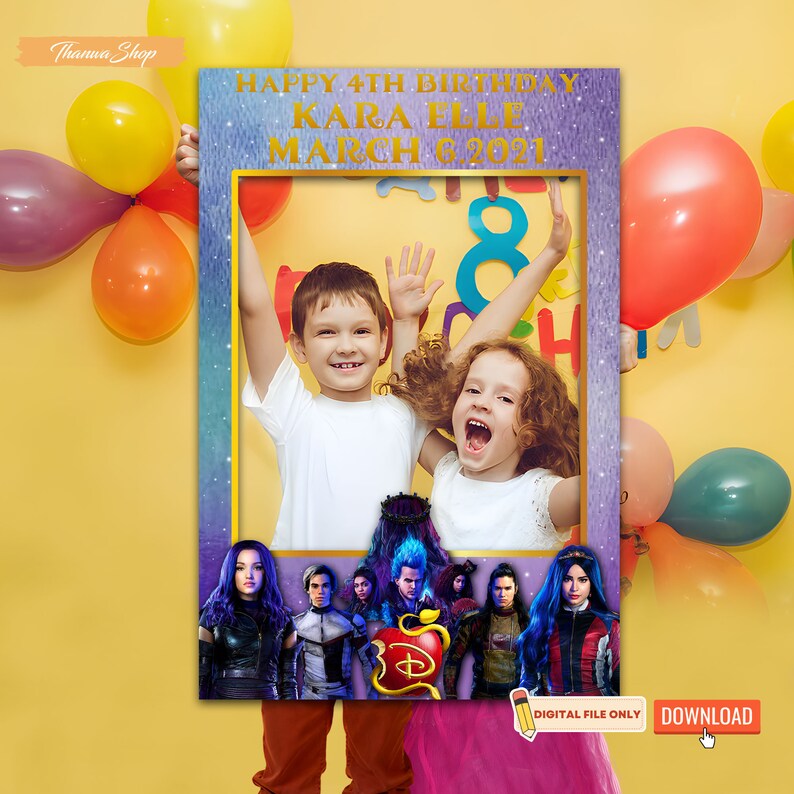 Descendants Birthday Photo Booth Frame: Personalized Party Prop ...