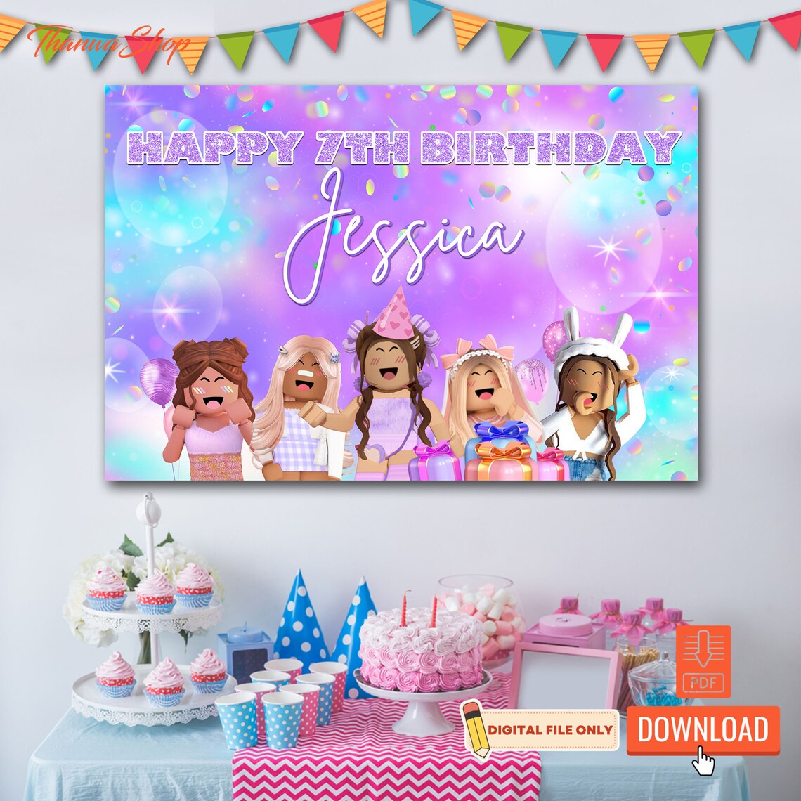 Printable Personalized Video Game Girl Birthday Backdrop 2 - Etsy