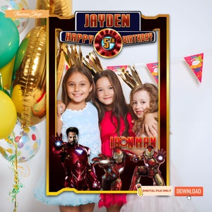 Iron Man Photo Booth Frame, Iron Man Party, Superhero Photo Booth Frame ...