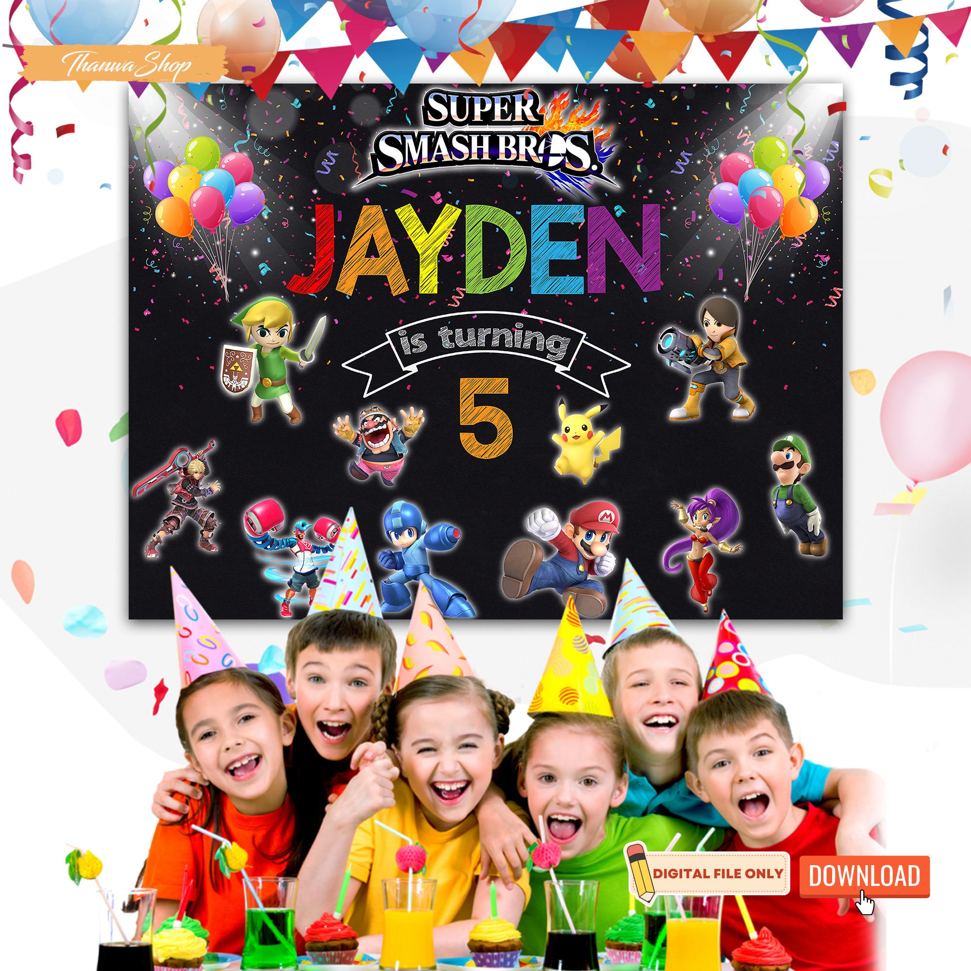 Super Smash Bros Birthday Backdrop Super Smash Bros Poster - Etsy