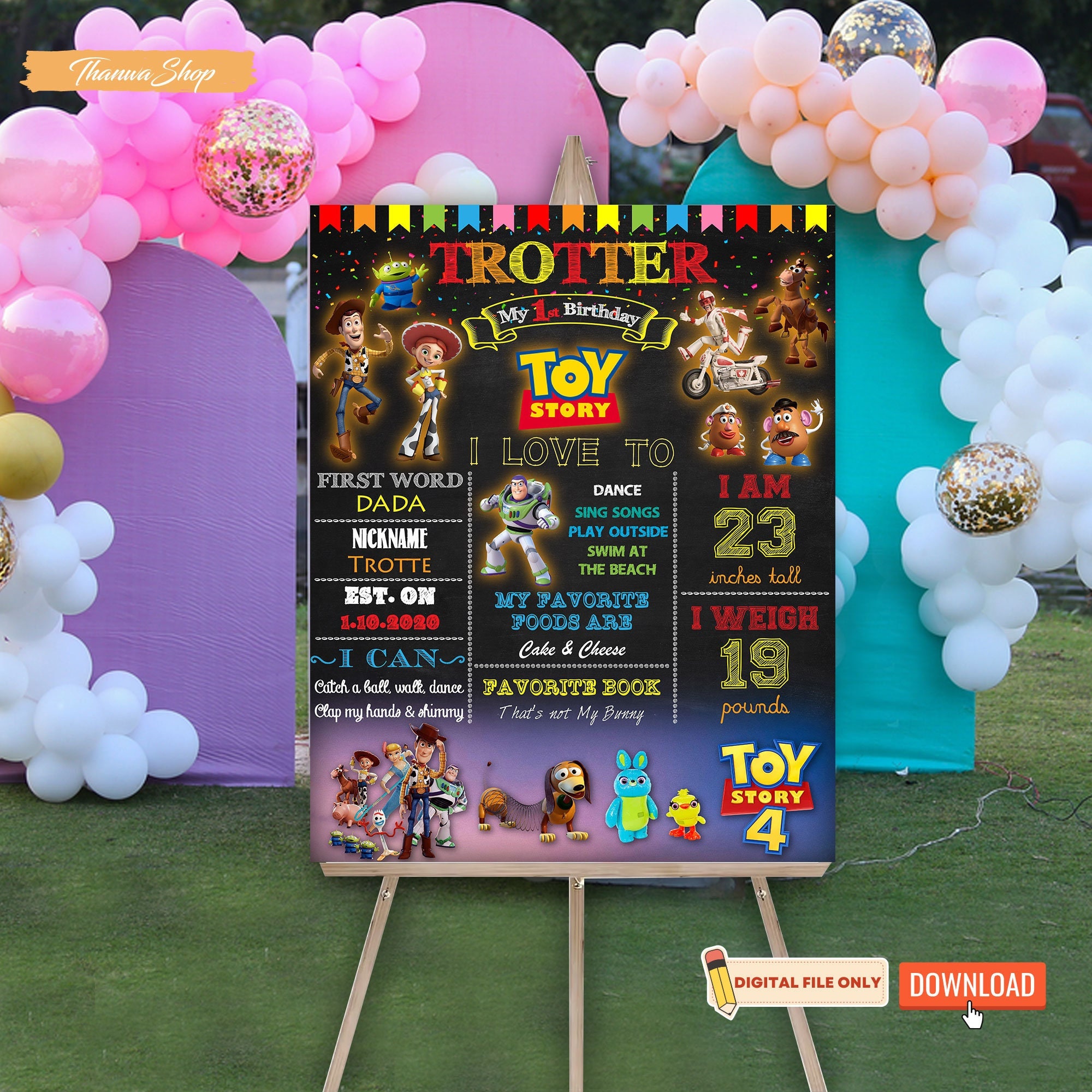 Toy Story Chalkboard Postertoy Story Birthday Poster - Etsy