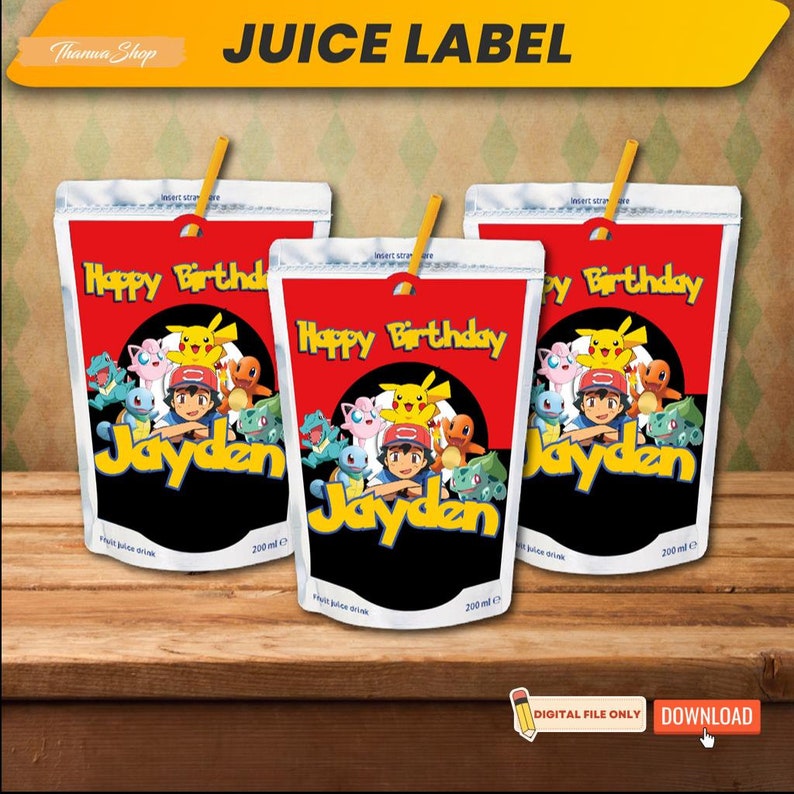 Printable Personalized Pokemon Pack 4 Party Supplies Bundle - Etsy