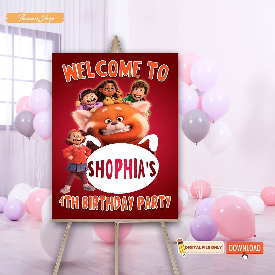 Turning Red Birthday Welcome Sign, Turning Red Banner, Turning Red ...