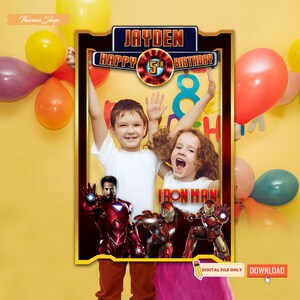 Iron Man Photo Booth Frame, Iron Man Party, Superhero Photo Booth Frame ...