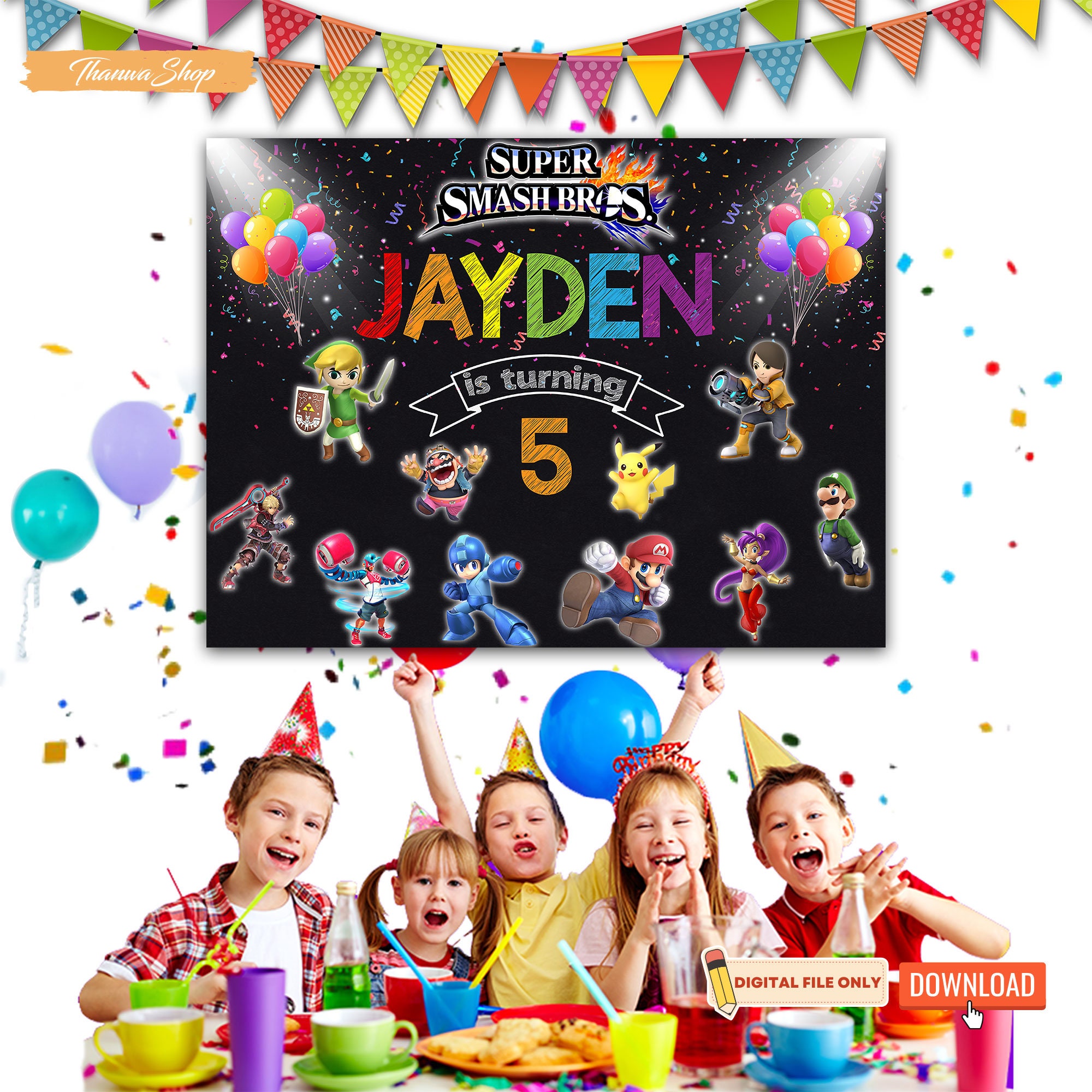 Super Smash Bros Birthday Backdrop Super Smash Bros Poster - Etsy Australia