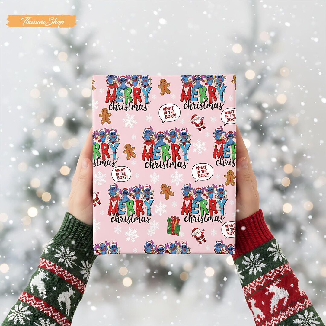 Stitch Christmas Wrapping Paper: Disney Holiday Gift Wrap - Etsy