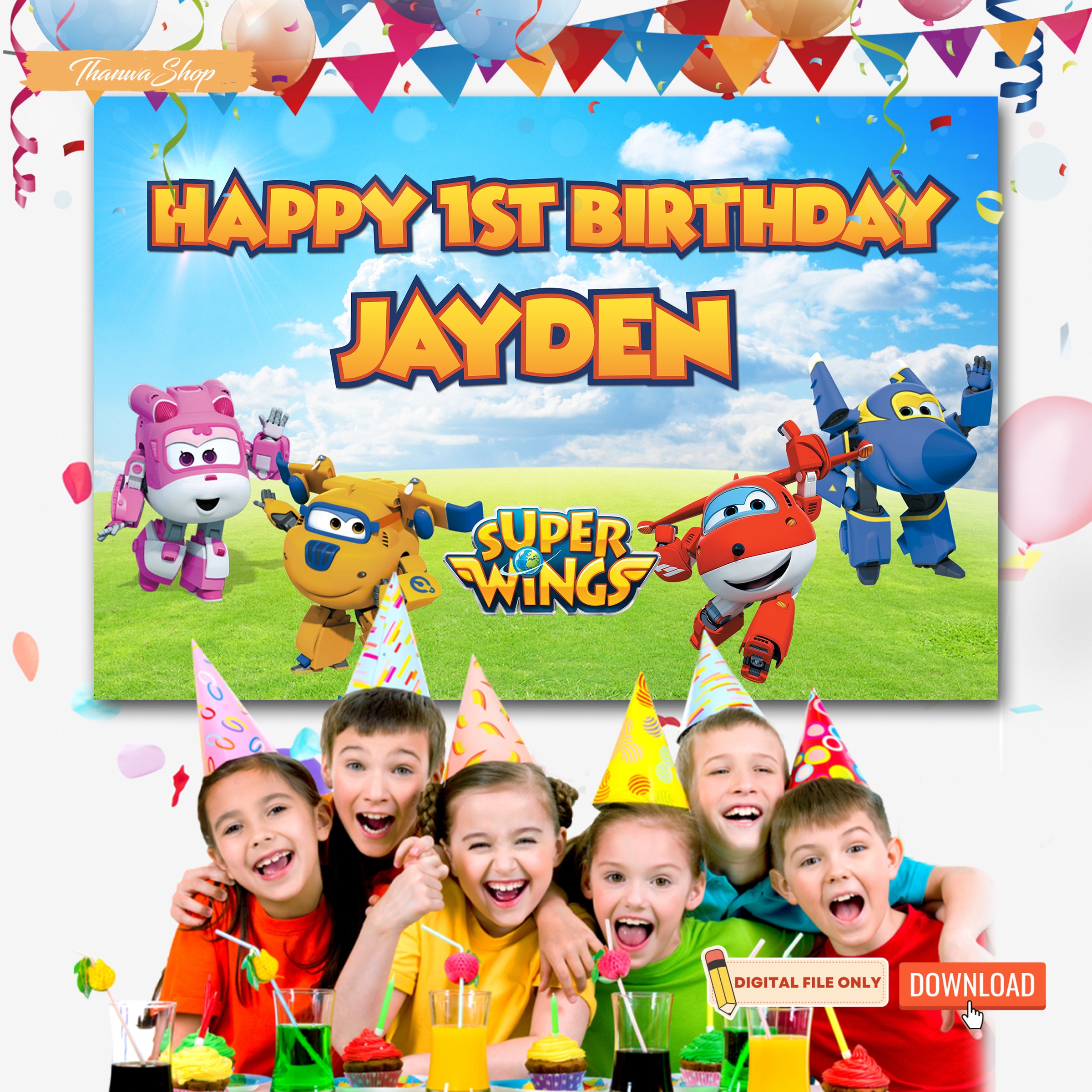 Super Wings Birthday Banner Super Wings Birthday Super Wings - Etsy