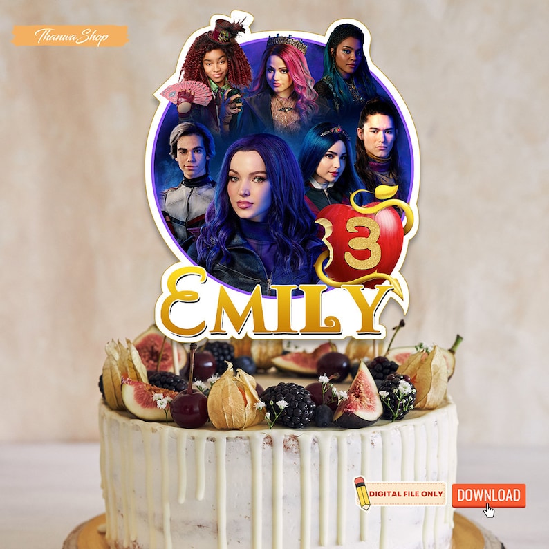 Descendants Birthday Cake Topper: Personalized Party Decoration ...