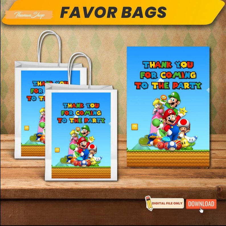 Printable Personalized Super Mario Party Supplies Bundle - Etsy