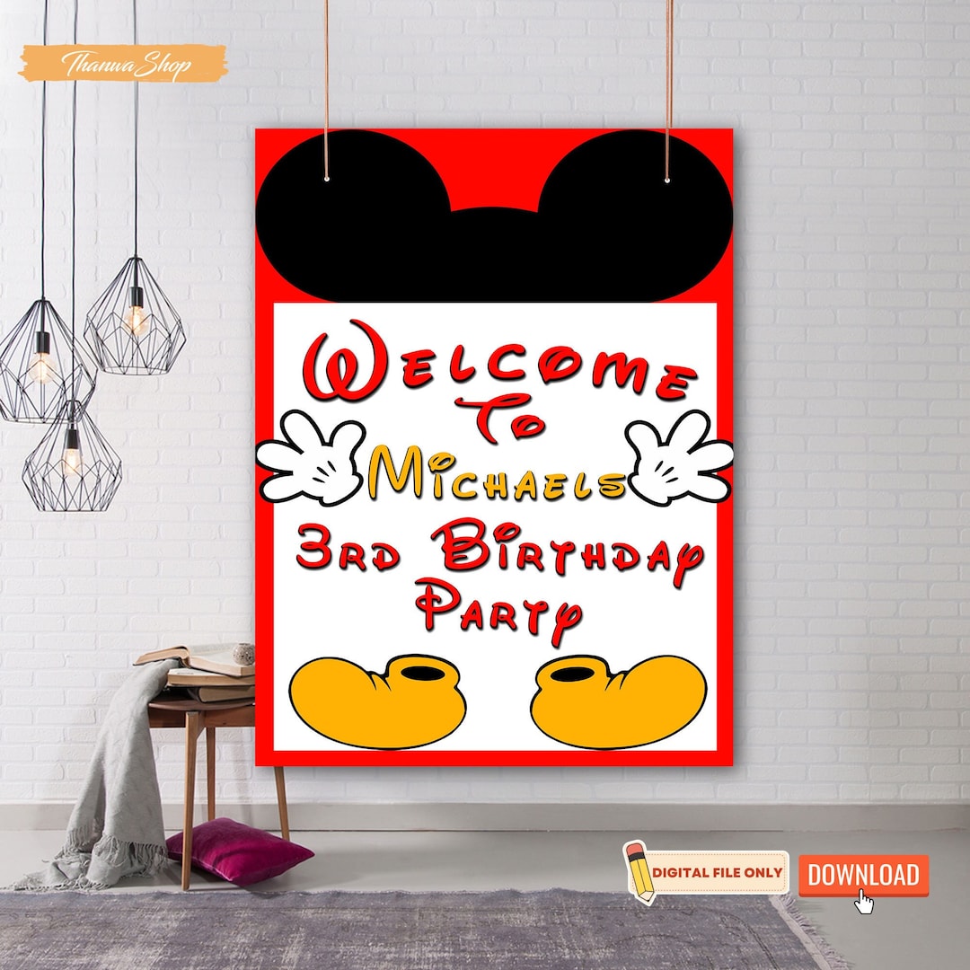 Mickey Mouse Sign, Mickey Mouse Birthday Party Sign, Mickey Mouse ...