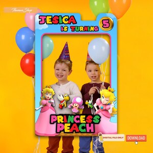Printable Princess Peach Super Mario Kids Photo Booth Frame, Mario Bros ...