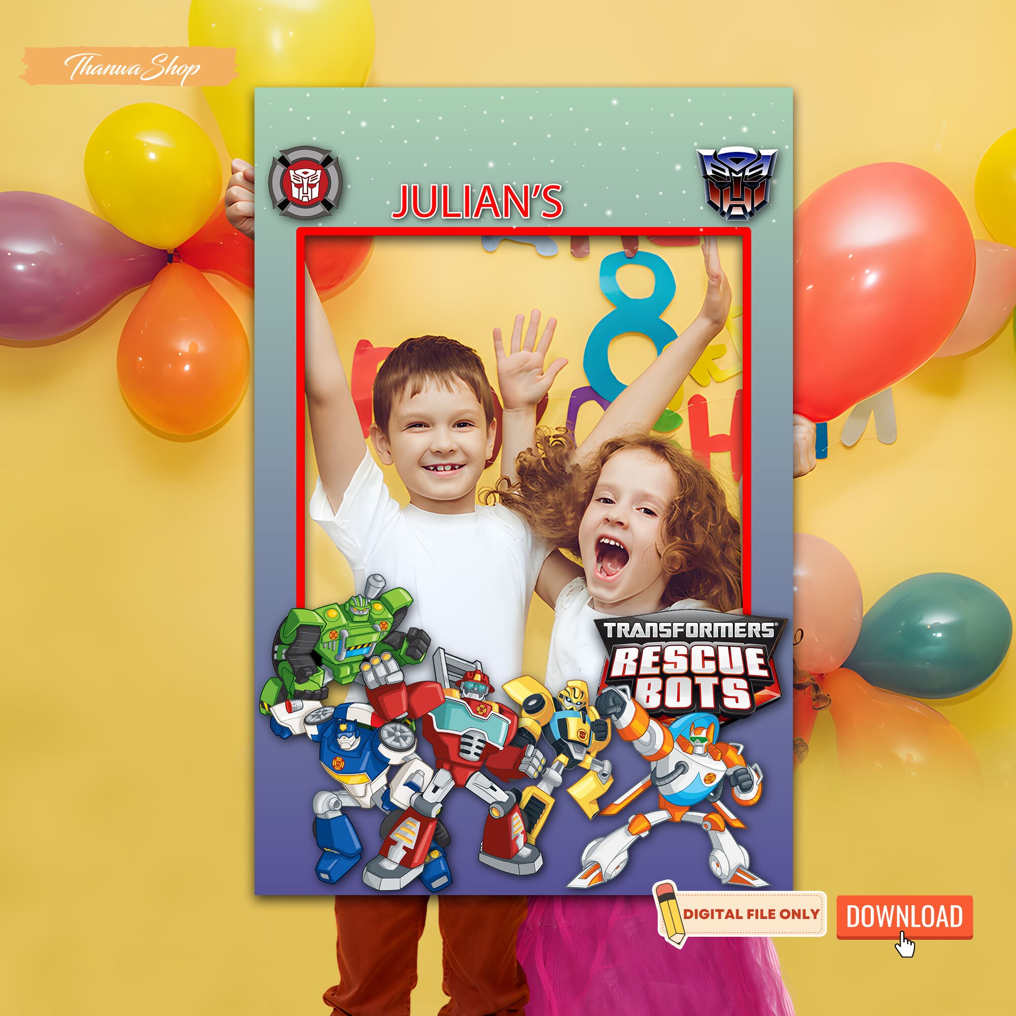 Rescue Bots Birthday Photo Booth Frame Selfie Frame Rescue - Etsy