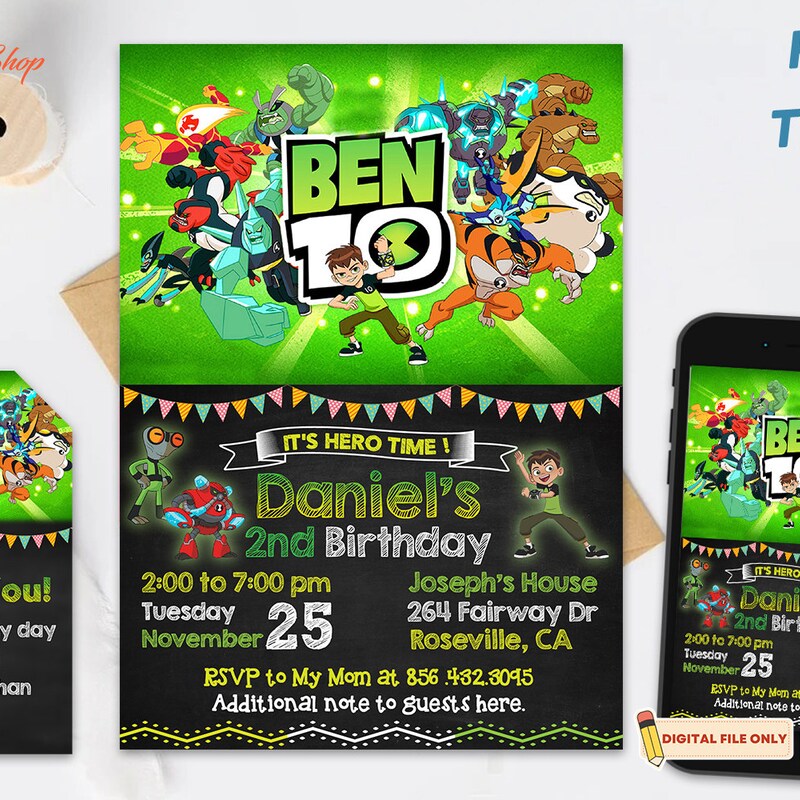 Ben10 Invitation - Etsy