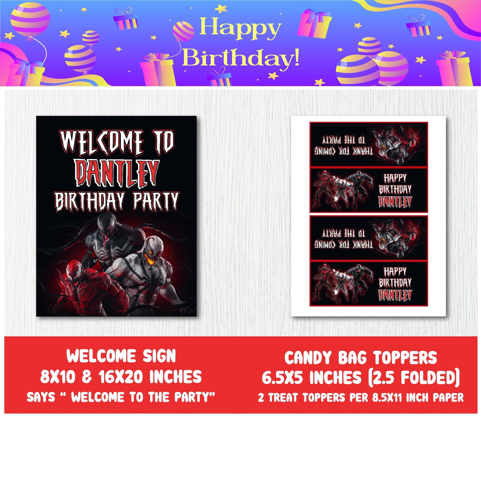 Printable Venom Birthday Party Bundle, Favor Tags, Labels (digital ...