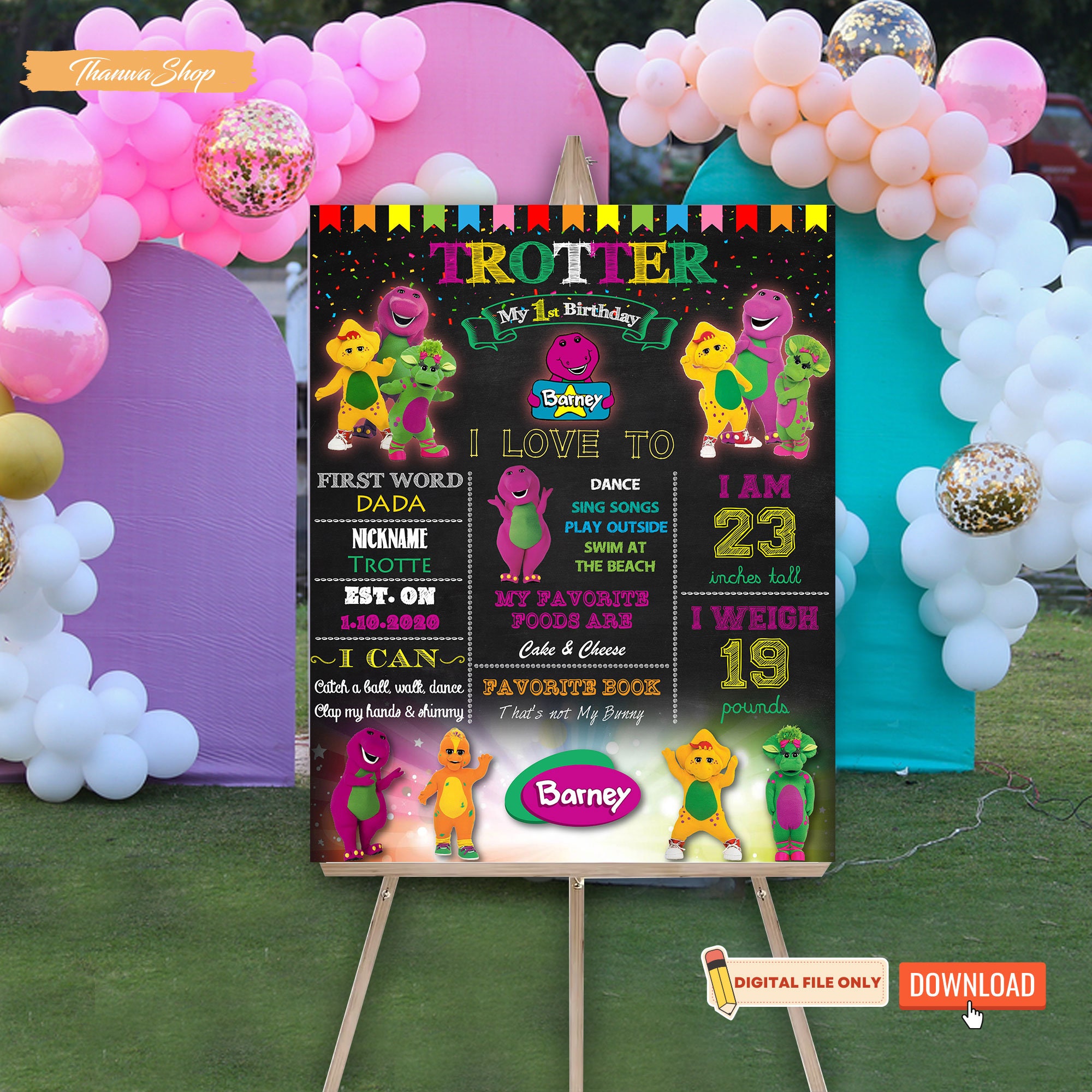 Personalized Barney Chalkboard Sign Personalized Chalkboard - Etsy