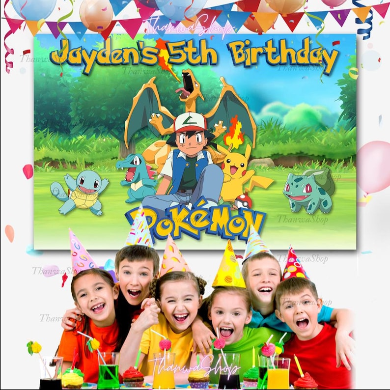 Printable Personalized Pokemon Backdrop Pikachu Birthday - Etsy