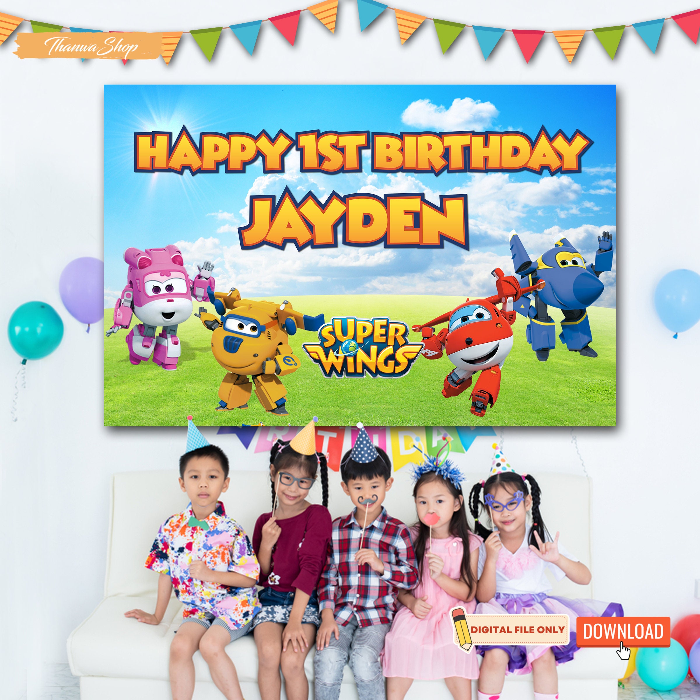 Super Wings Birthday Banner Super Wings Birthday Super Wings - Etsy