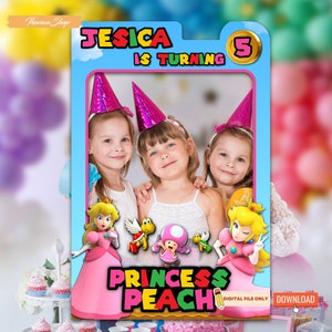 Printable Princess Peach Super Mario Kids Photo Booth Frame, Mario Bros ...