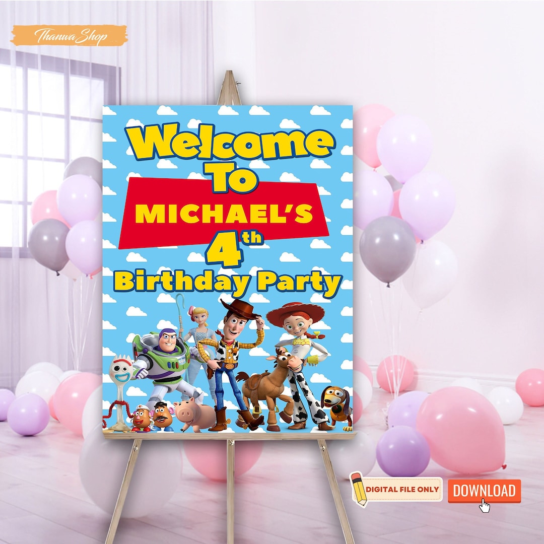 Toy Story Birthday Party Digital Sign, Printable Toy Story Sign, Toy ...