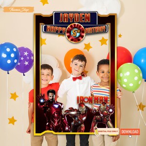 Iron Man Photo Booth Frame, Iron Man Party, Superhero Photo Booth Frame ...