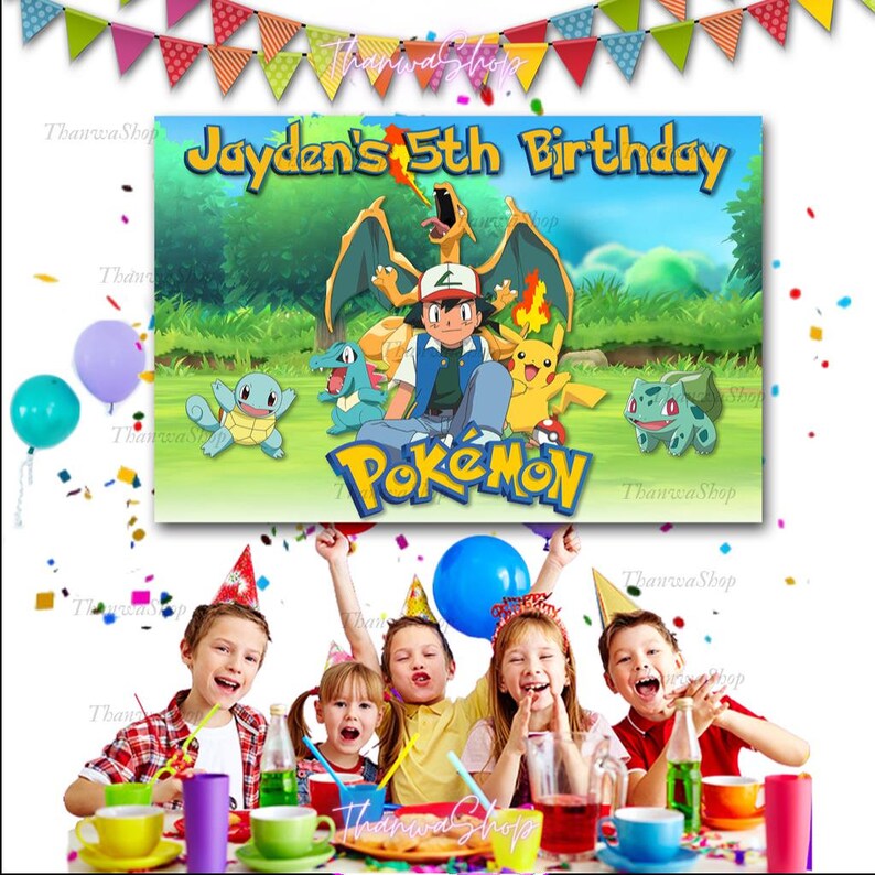 Printable Personalized Pokemon Backdrop Pikachu Birthday - Etsy