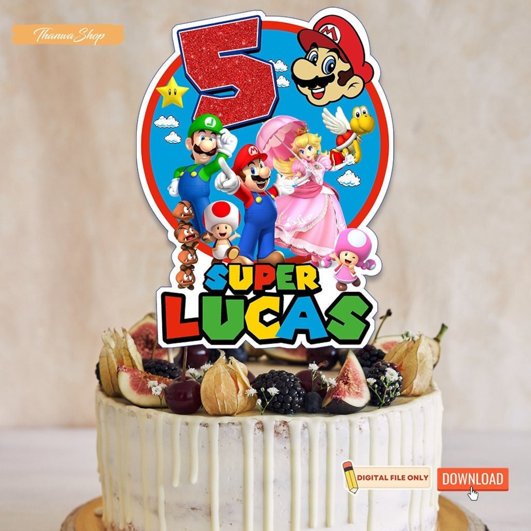 Printable Mario Cake Topper, Super Mario Birthday Party | Mario Bros ...