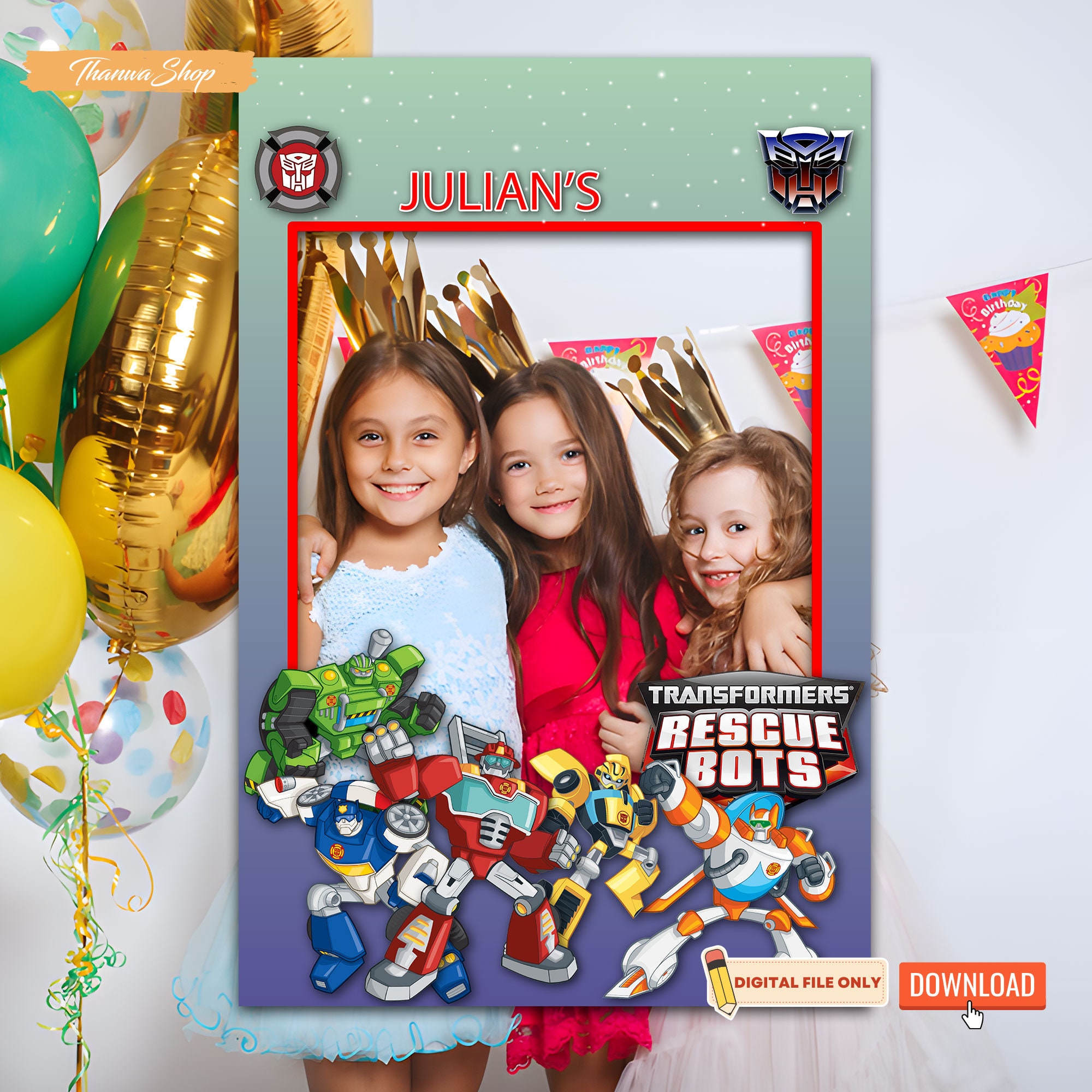 Rescue Bots Birthday Photo Booth Frame Selfie Frame Rescue - Etsy
